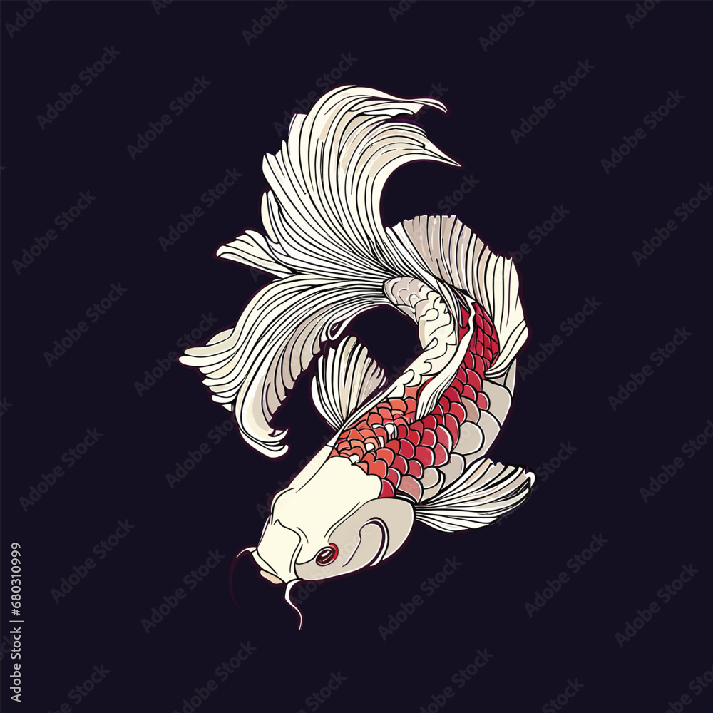 Hand drawn koi fish Asian Traditions of Japanese and Chinese koi carp ...