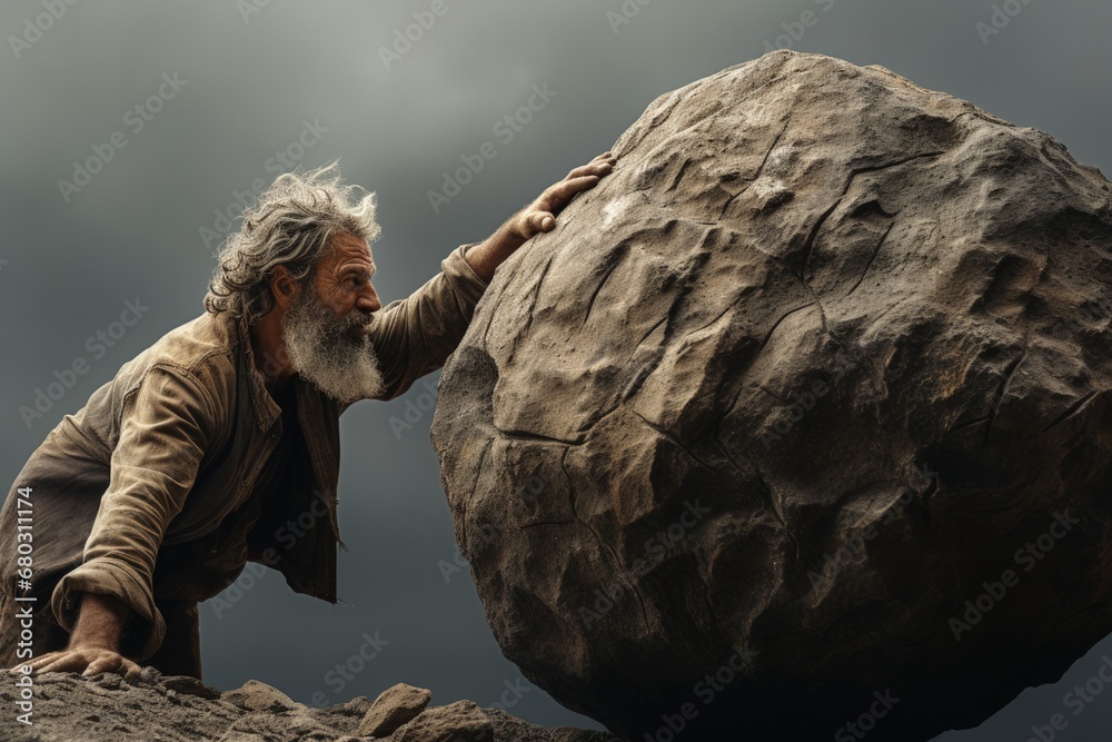 Sisyphus is pushing a rock up a mountain. The enduring symbolism of ...