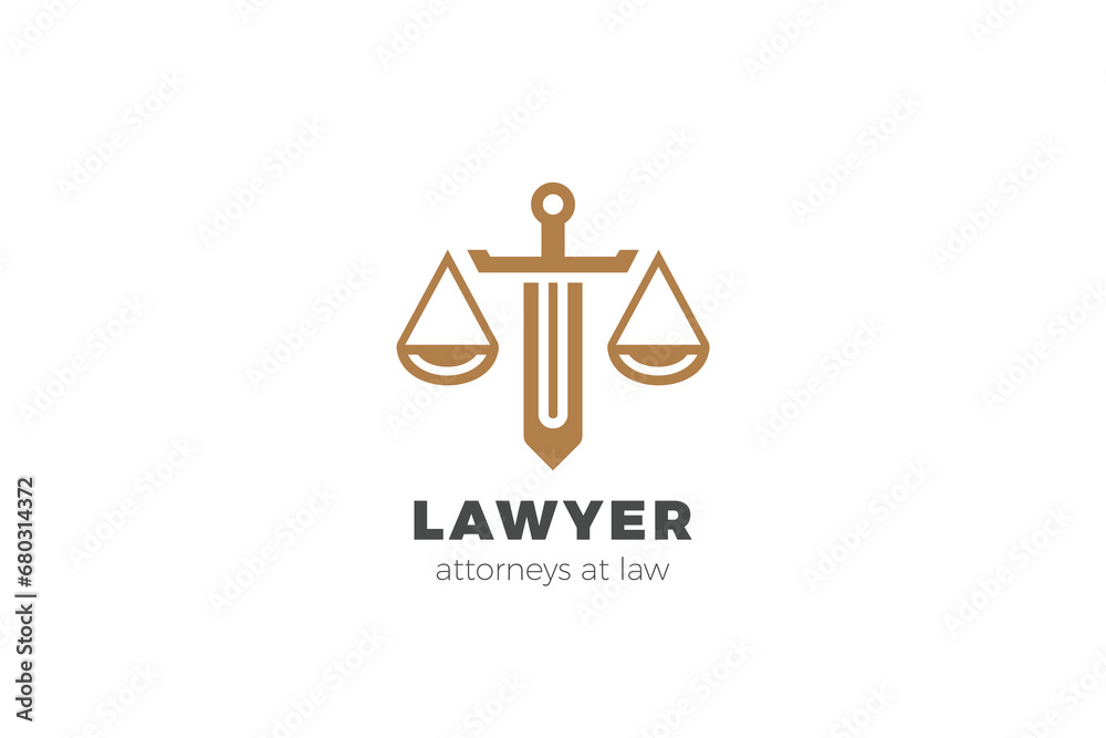 Lawyer Attorney Scales with Sword Logo Legal Protection Vector template ...
