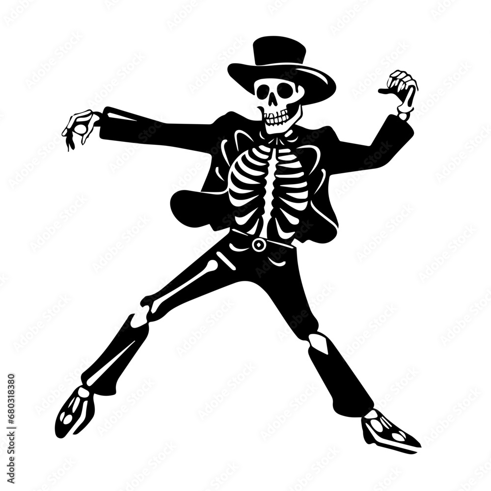 Dynamic Dancing Skeleton Vector Illustration Stock Vector | Adobe Stock