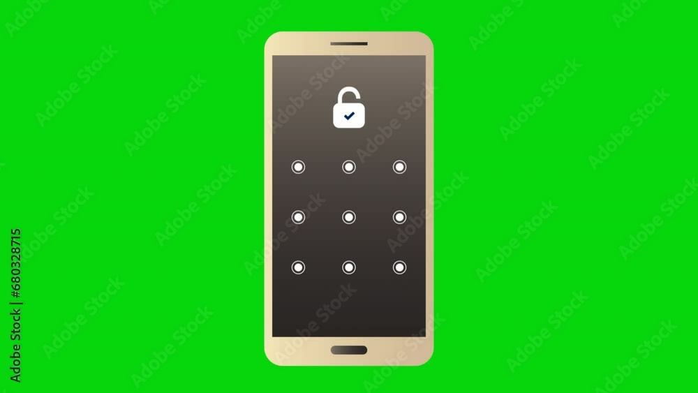 Smartphone Pattern Lock security animation Green screen. Mobile ...