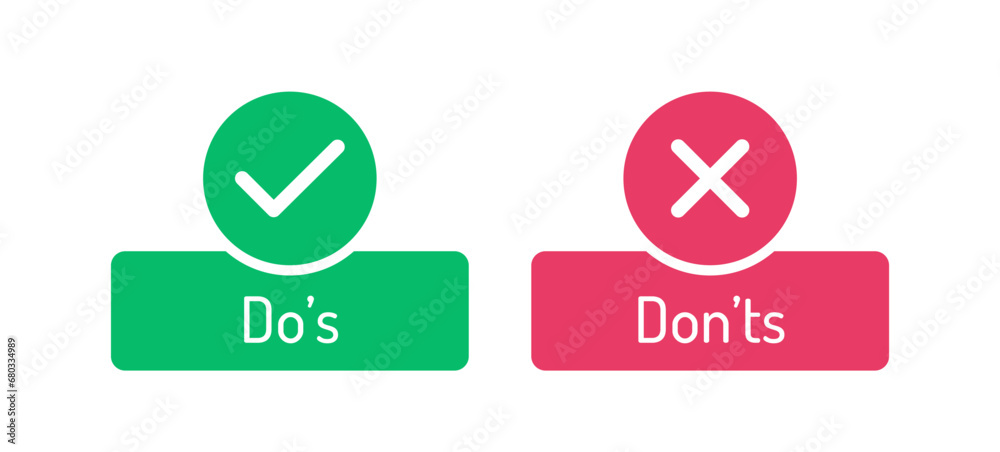 Do's and don'ts icon in circle frame, allow and not allowed reminder ...