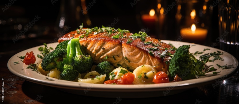 At the gourmet seafood restaurant, patrons savored a healthy dinner ...