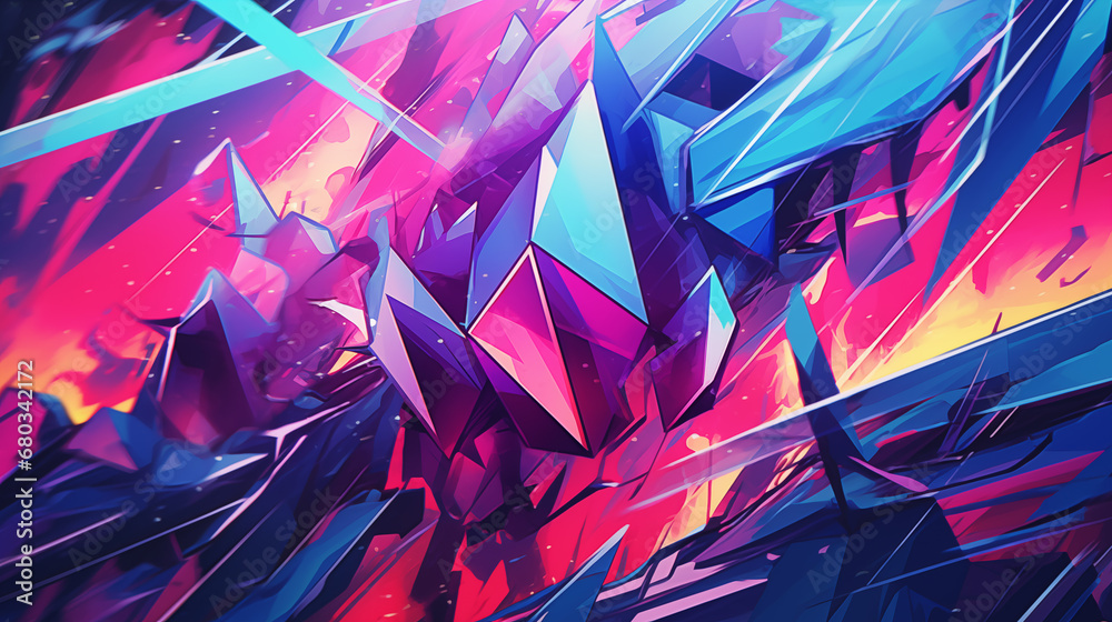 Abstract neon background with squares, cyberpunk style. Synth-wave ...
