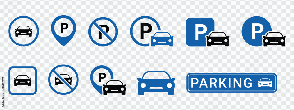 Car parking sign, vector icons for parking and traffic, isolated design ...