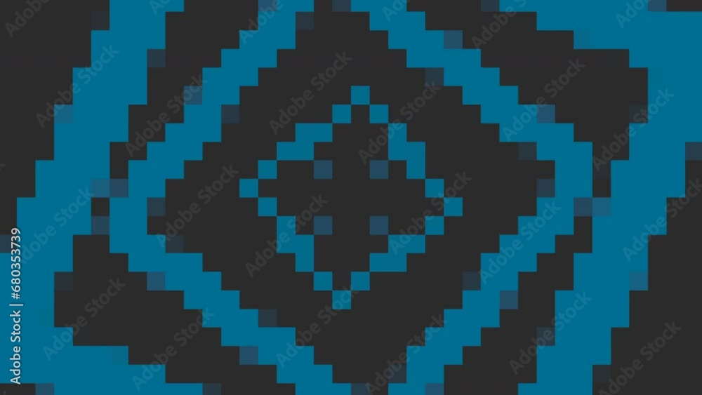 A pixelated blue and black pattern with a diamond shape at the center ...