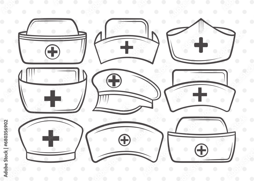 Nurse Hat Clipart SVG Cut File | Medical Nurse Hat Svg | Nurses Cap Svg ...