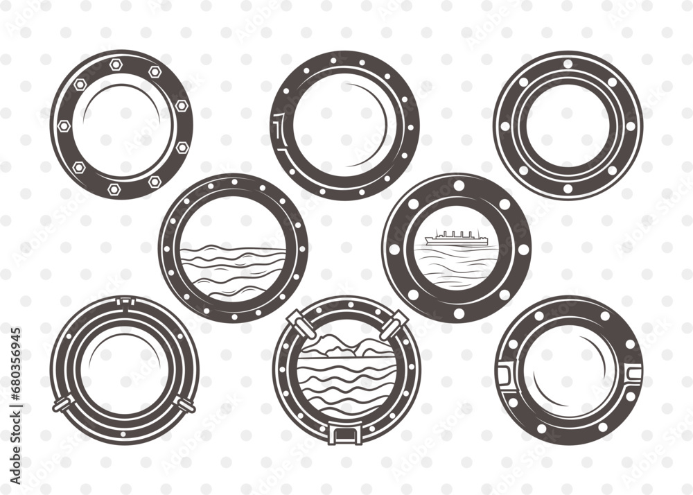 Porthole Clipart SVG Cut File | Ship Porthole Svg | Ship Window Svg ...