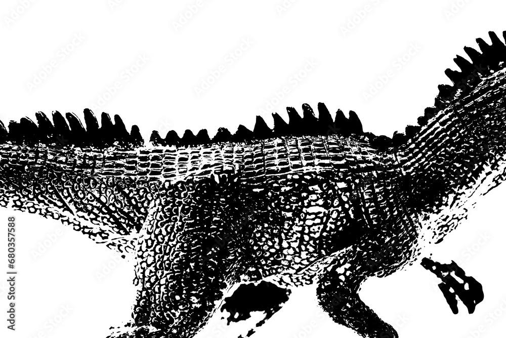 black dinosaur silhouette isolated on white background, model of ...