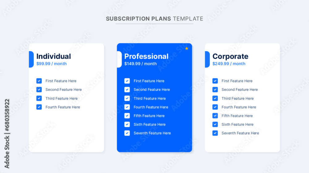 Plan Offer Price Package Subscription Comparison Table Chart ...