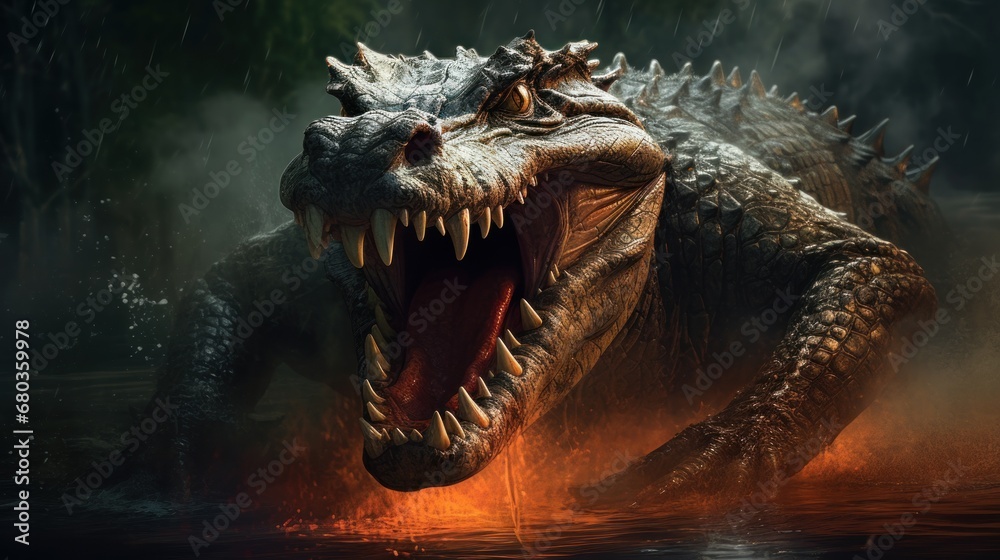 angry crocodile background wallpaper ai generated Stock Illustration ...