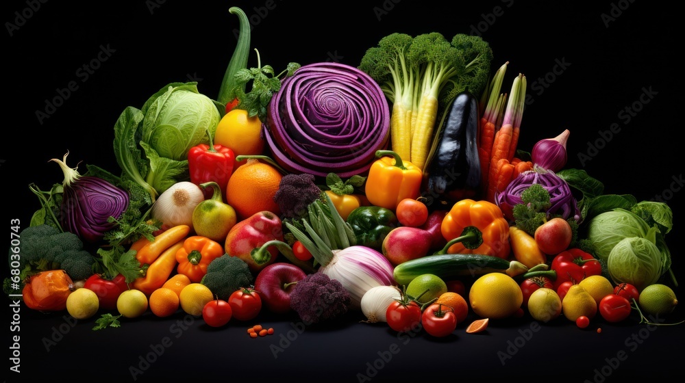 colorful fruits and vegetables background wallpaper ai generated Stock ...