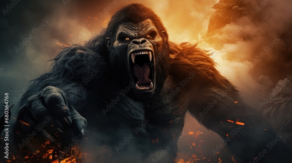 angry king kong background wallpaper ai generated Stock Illustration ...