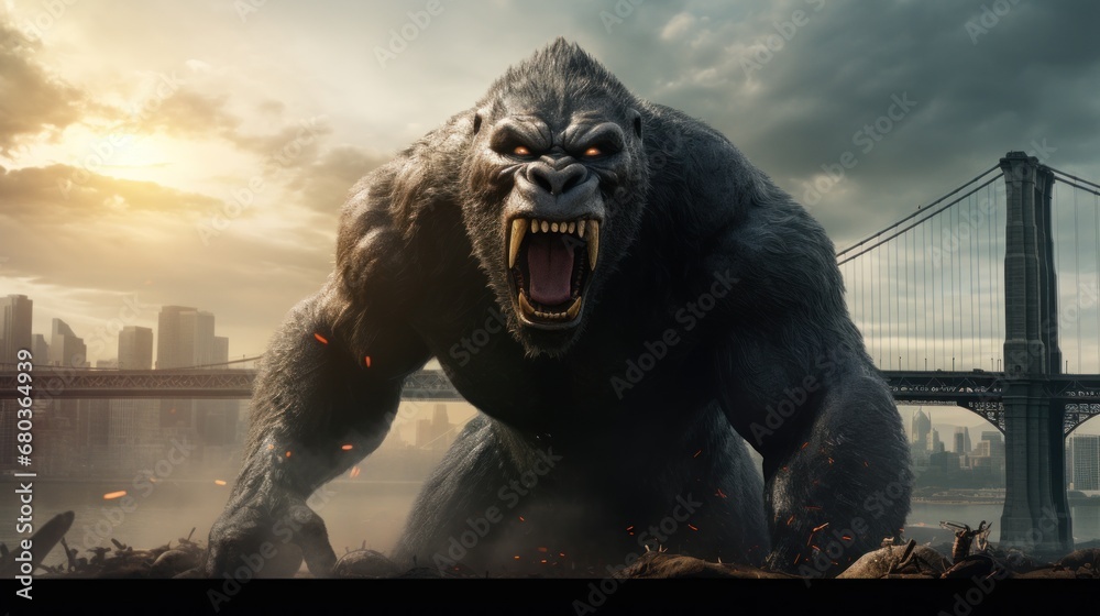 angry king kong background wallpaper ai generated Stock Illustration ...