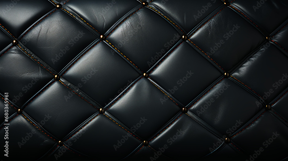 Ornate black leather background - elegant stitching - background Stock ...