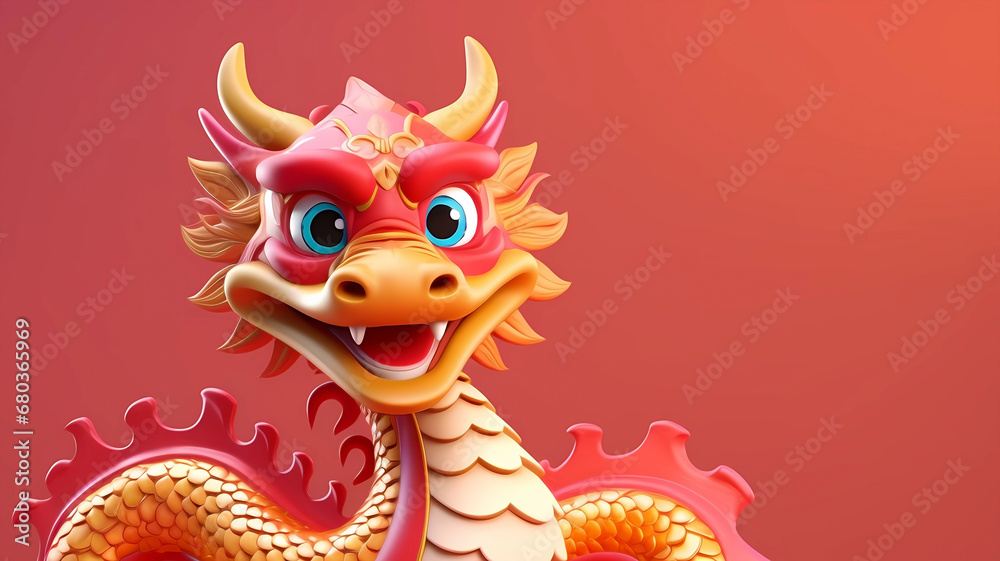 Cartoon cute chinese dragon illustration Stock Photo | Adobe Stock