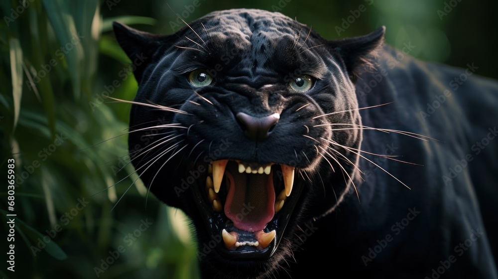 the panther is angry background wallpaper ai generated Stock ...