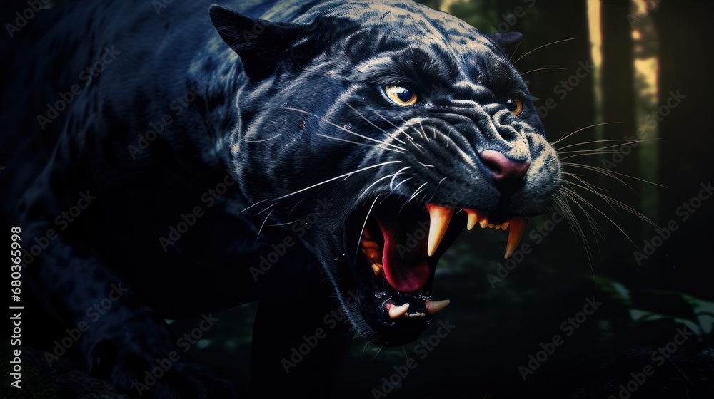 the panther is angry background wallpaper ai generated Stock ...