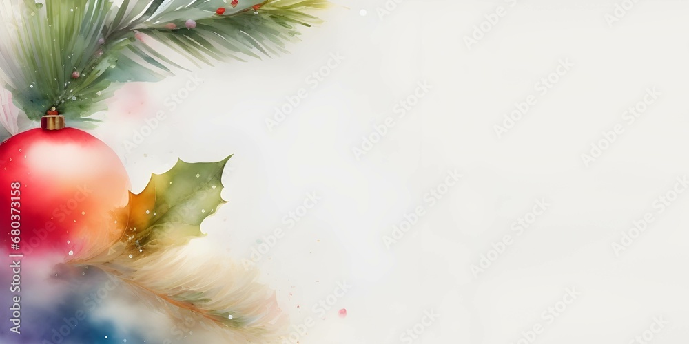 Merry Christmas and holiday season watercolor frame border background ...