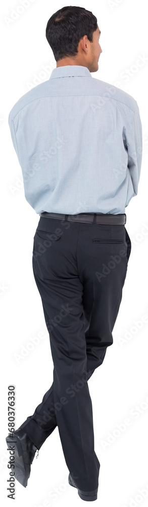 Digital png photo of back of biracial businessman standing on ...