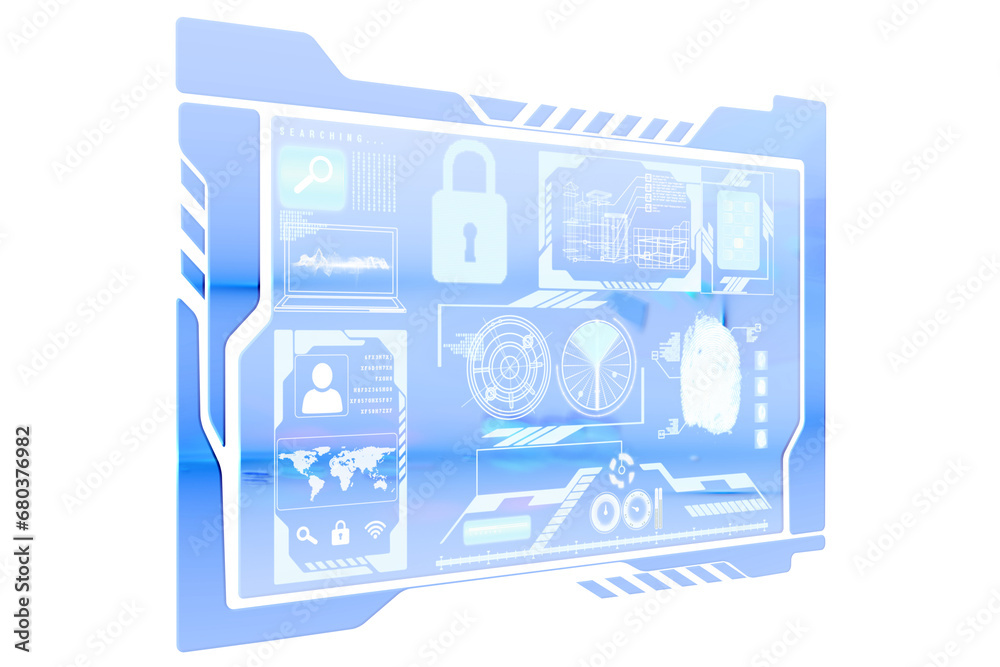 Digital png illustration of digital interface with padlock and ...