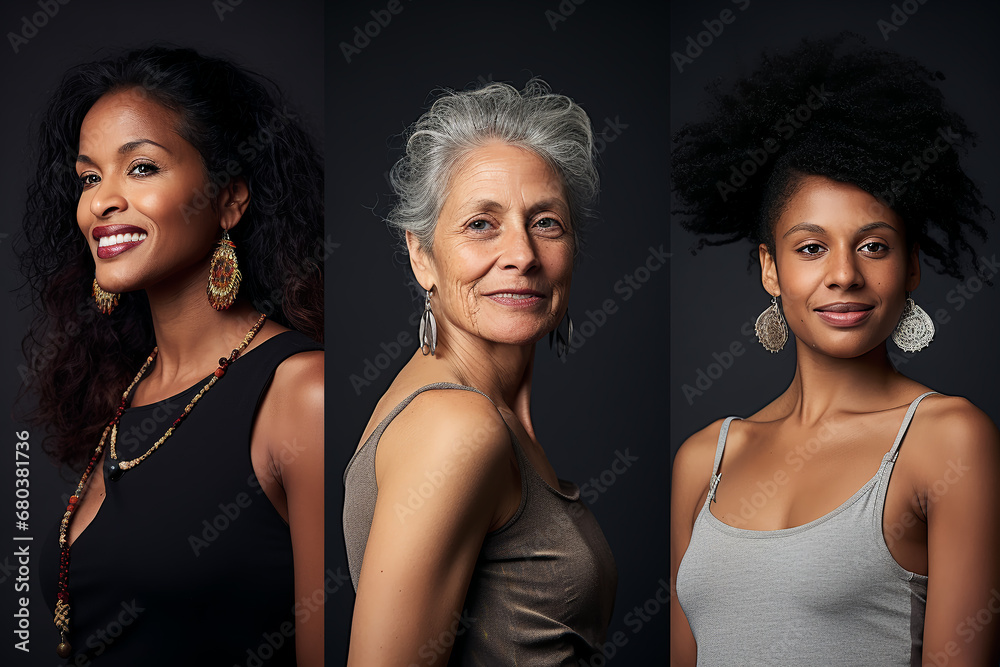 Collage of diverse and inclusive women, concept of international women ...