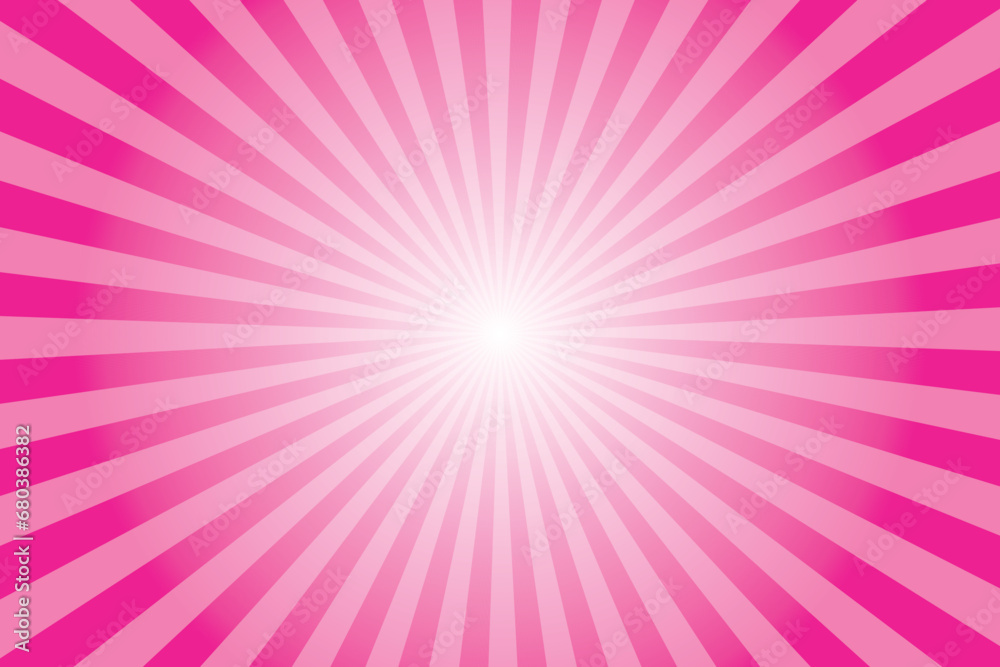 Sun rays retro vintage style pink background. Deep pink sunburst ...