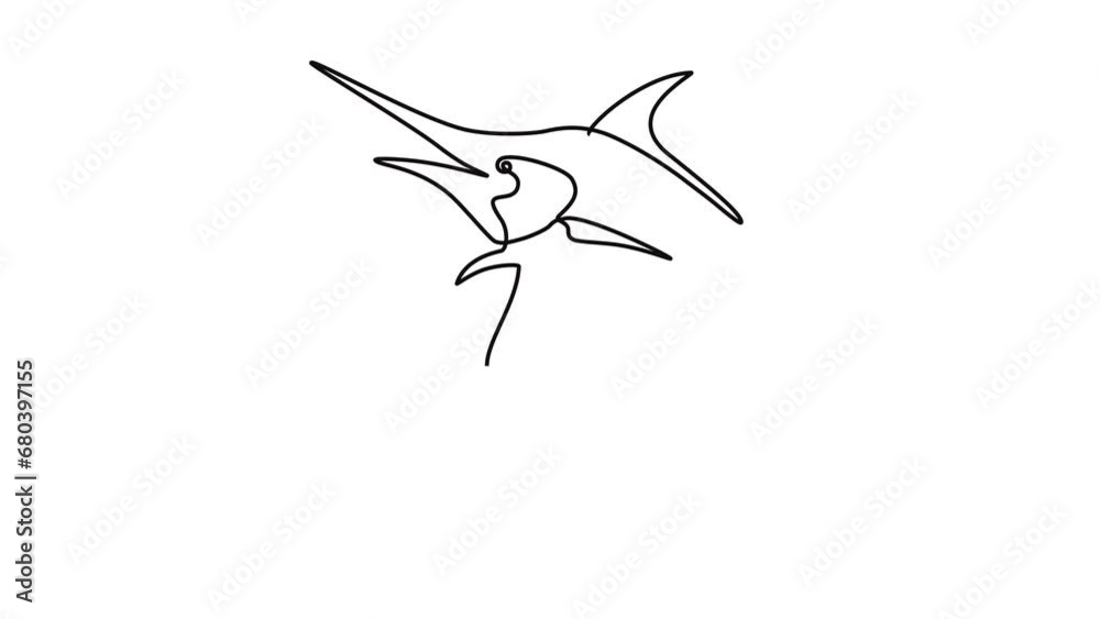 Animated video of fresh Marlin, Swordfish, Sailfish in continuous line ...