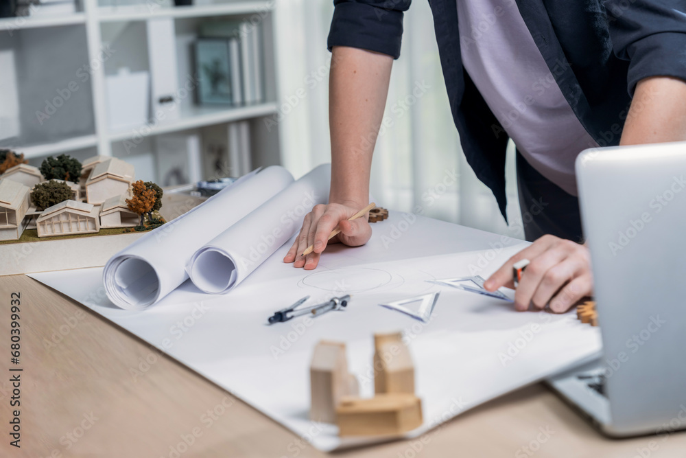 Drafting interior house design by architect designer planning home ...