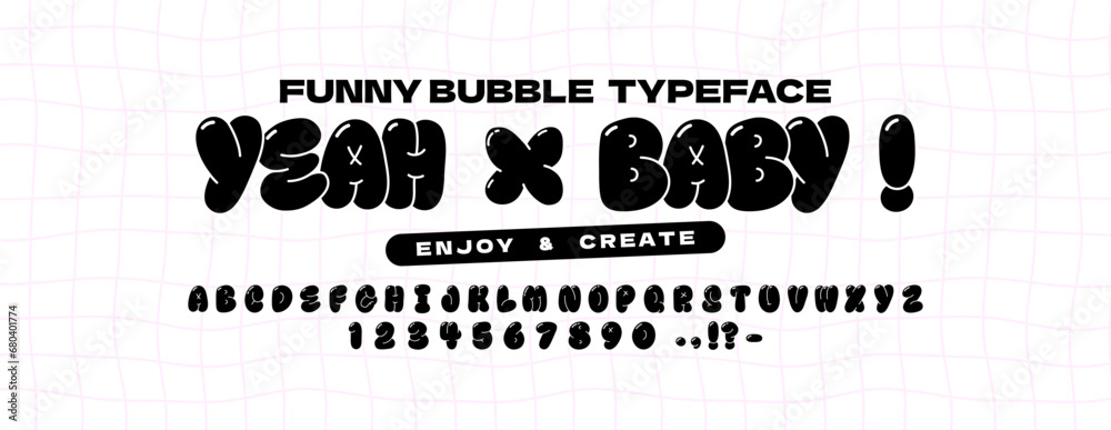 Bubble abstract shapes alphabet font. Funky balloon organic typeface in ...