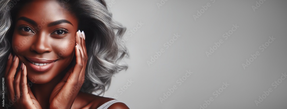 Beautiful black woman with smooth healthy face skin. Gorgeous aging ...
