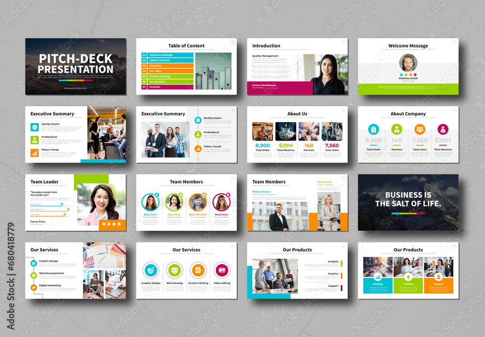 Modelo de Business Pitch Deck Presentation Template do Stock | Adobe Stock