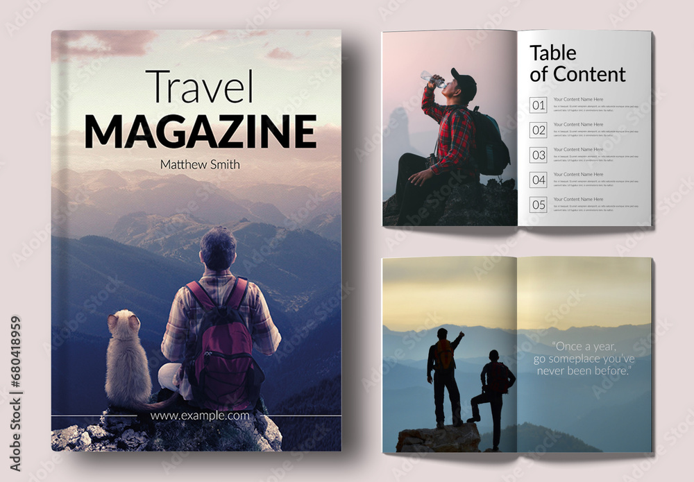 Travel Magazine Layout Stock Template | Adobe Stock