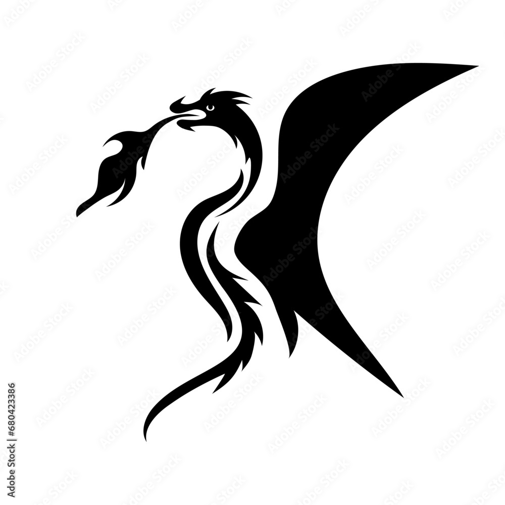 Black dragon. For printing and design. For images on clothing, tattoos ...