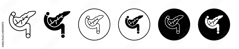 pancreas icon set. human large intestine organ vector symbol in black ...