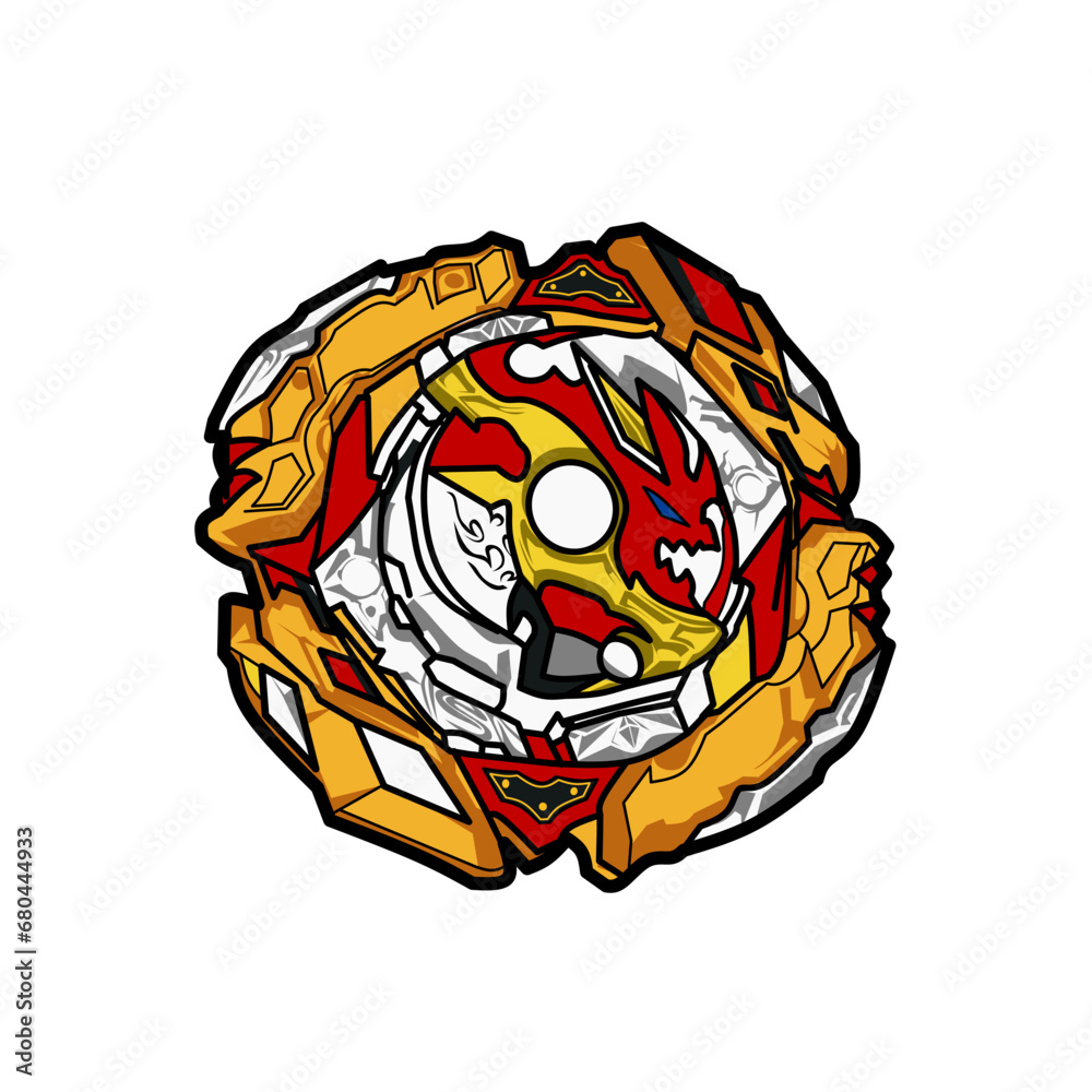 Collective image of a children's popular toy Beyblade. icon in a flat ...