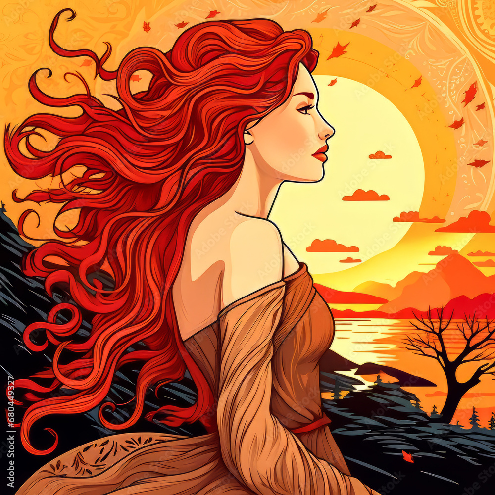 Celtic Woman Illustration. Generated Image. A digital illustration of a ...
