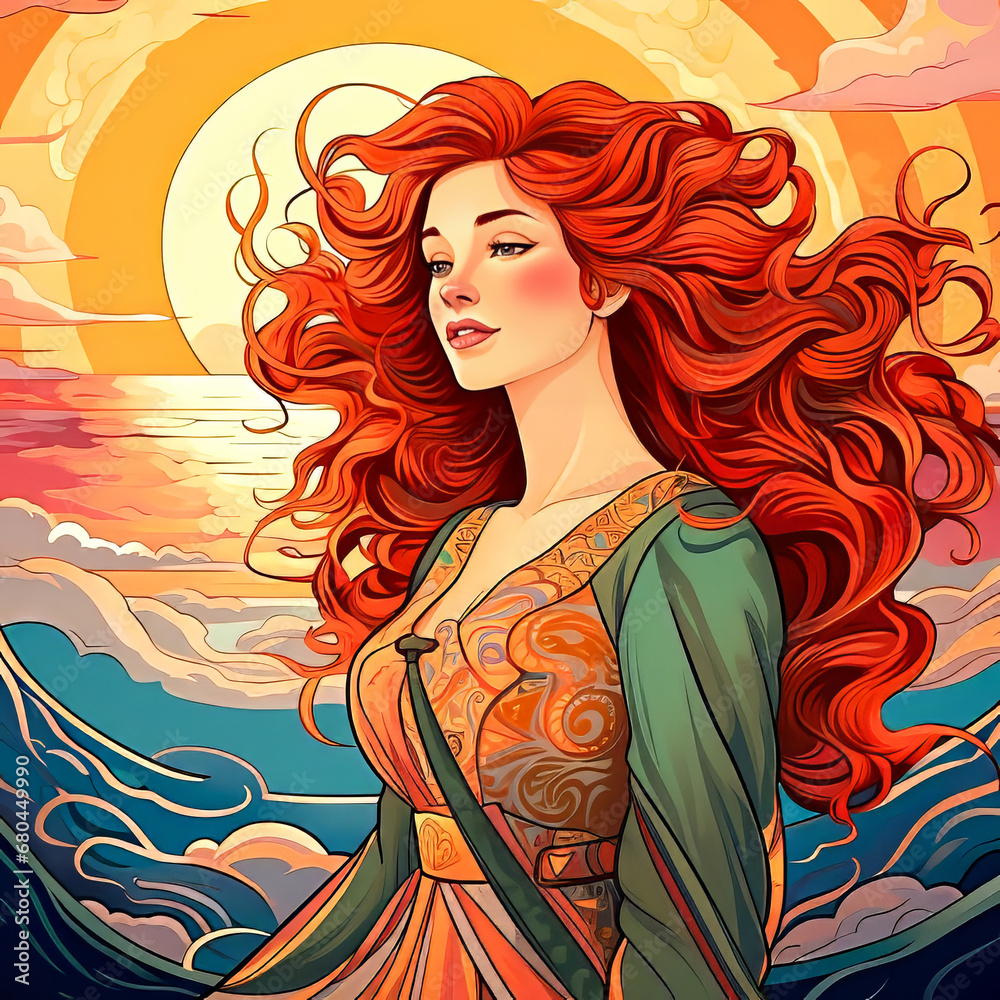 Celtic Woman Illustration. Generated Image. A digital illustration of a ...