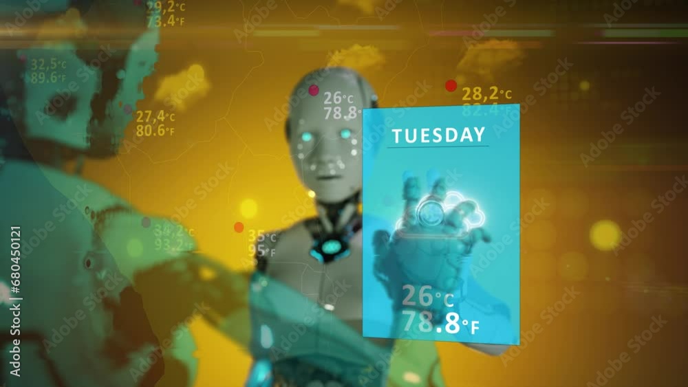 3d render animation of weather prediction by artificial intelligence ...