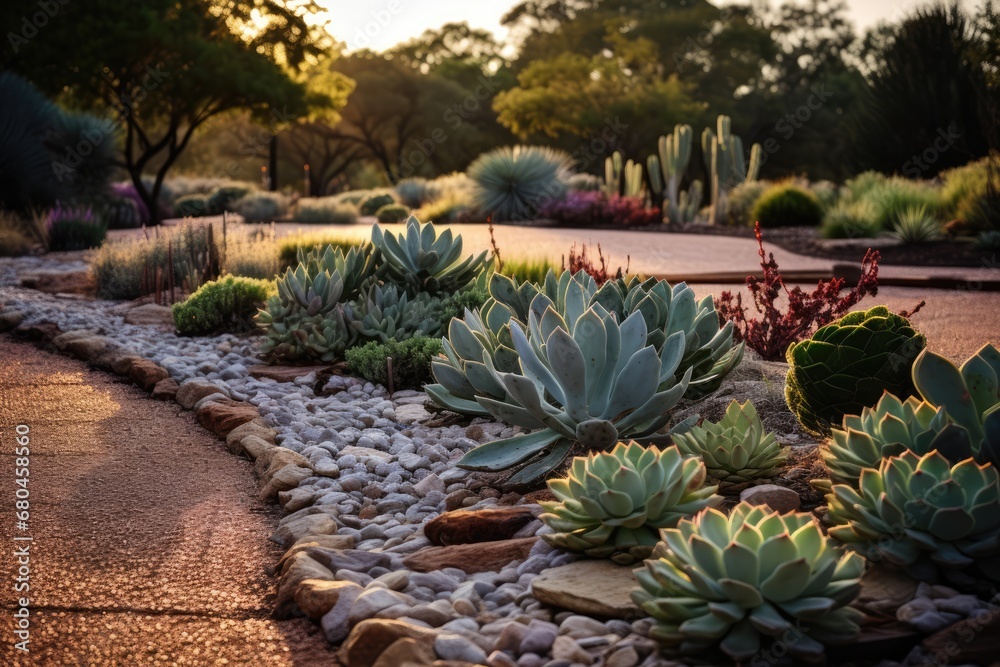 Xeriscaping As Watersaving Landscaping Technique. Сoncept Drought ...