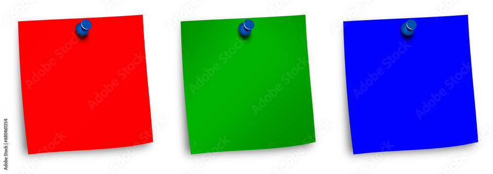 Stickie Note blank template red, green and blue (RGB)k for presentation ...