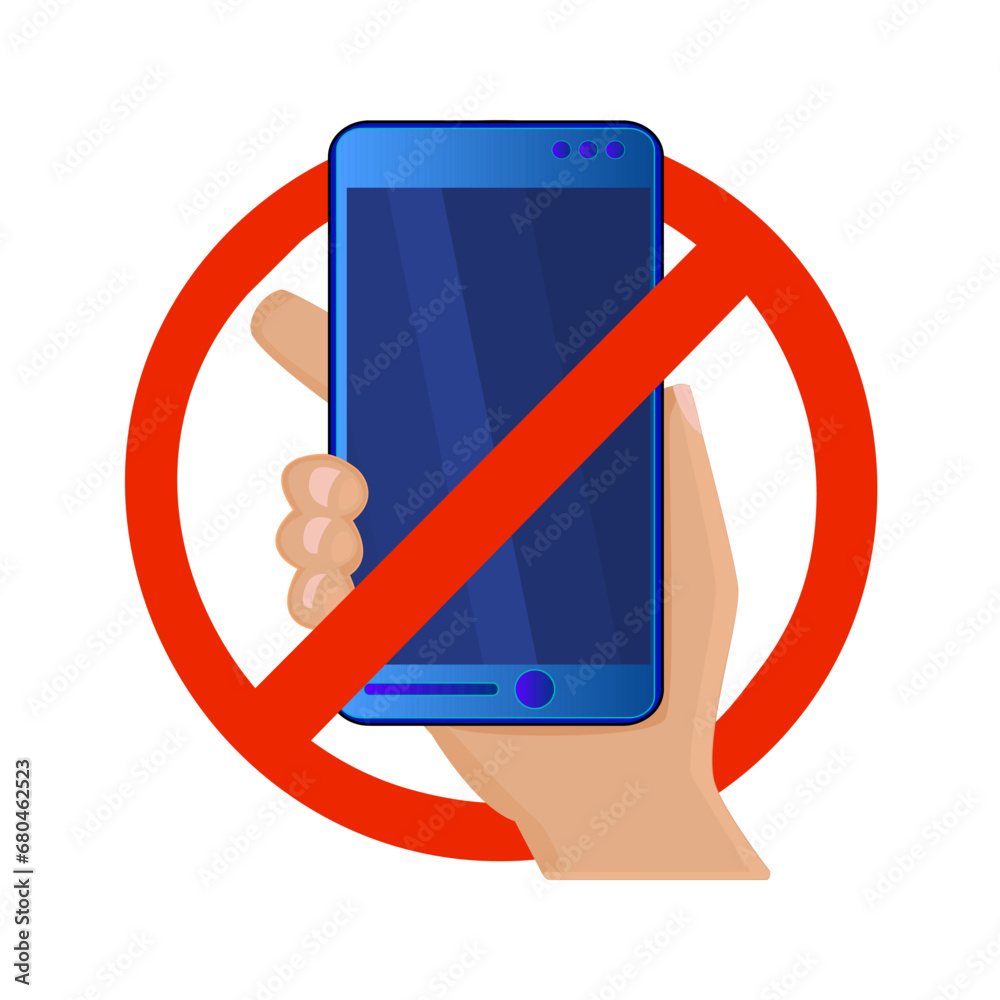 Phone forbidden sign on white background. No phone, no smartphone icon ...