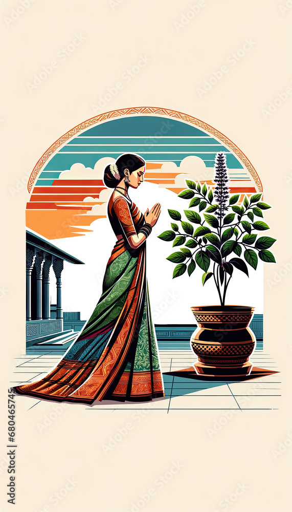 Tulsi Vivah Tulsi Puja Indian Hindu Tradition Kartik Maas Image Stock ...