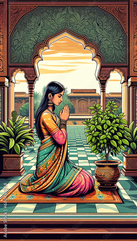 Tulsi Vivah Tulsi Puja Indian Hindu Tradition Kartik Maas Image Stock ...