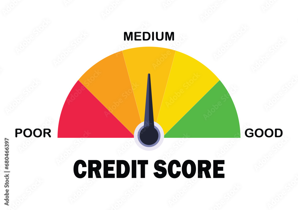Credit score meter icon isolated on white background. Loan rating scale ...