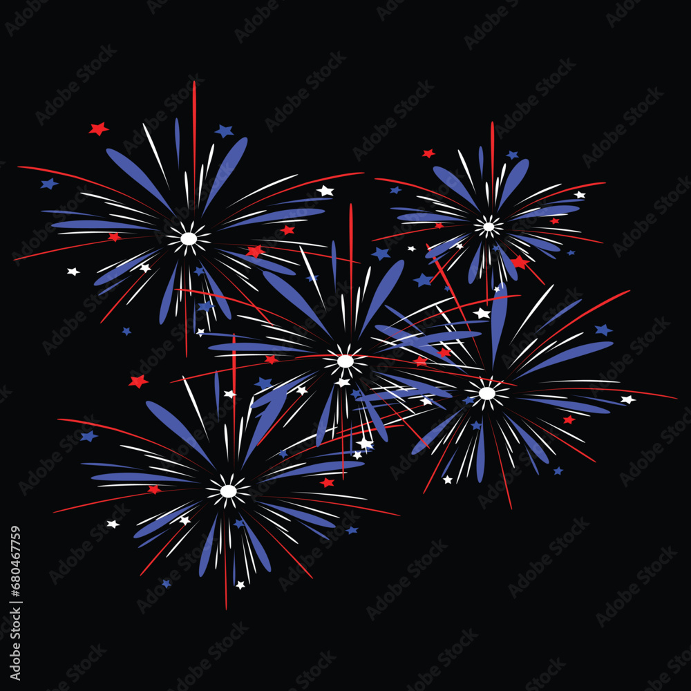 Blue, white and red fireworks. Fireworks celebrate the Slovak Republic ...