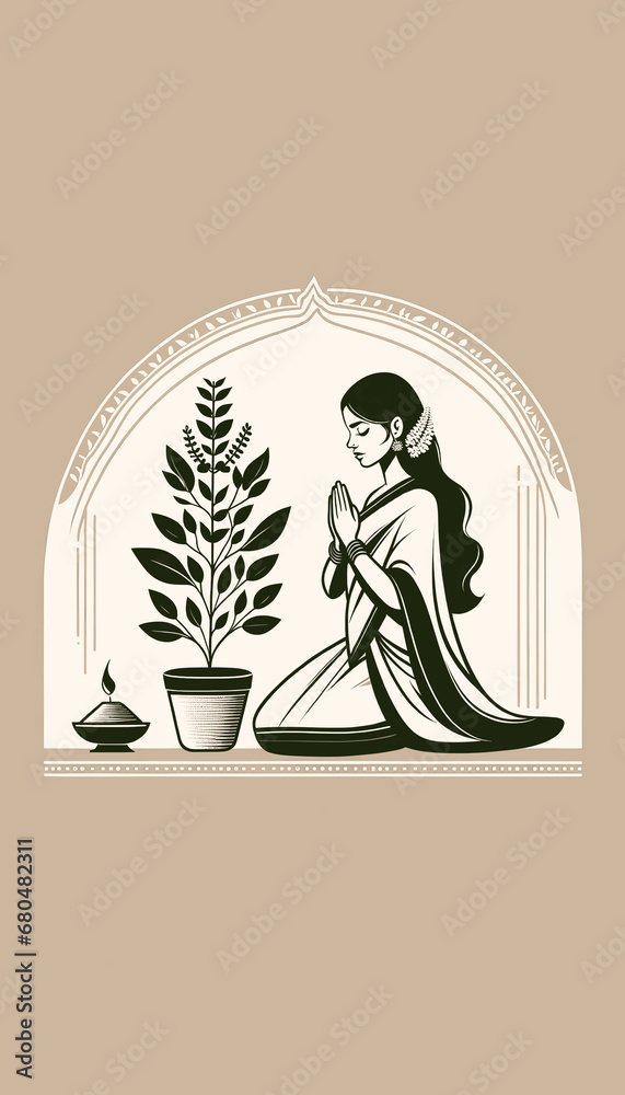 Tulsi Vivah Tulsi Puja Indian Hindu Tradition Kartik Maas Image Stock ...