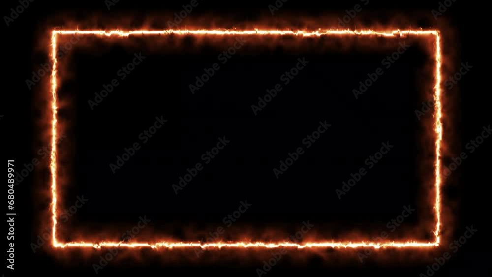fire effect frame border rectangle abstract background animated. abstract glowing neon rectangle ...