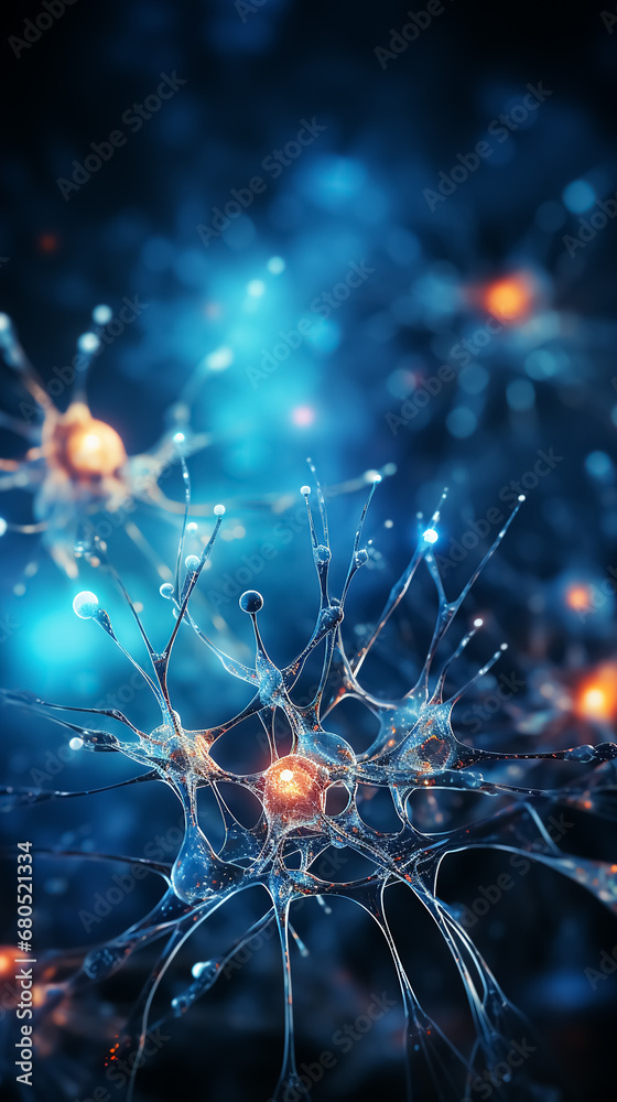 Abstract backgrounds of neurons working inside brain, neuron link ...