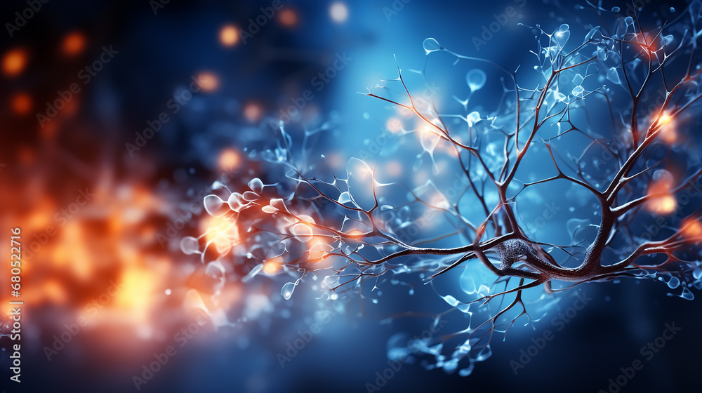 Abstract backgrounds of neurons working inside brain, neuron link ...